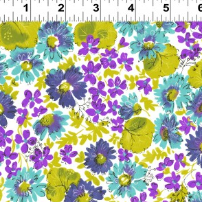 Cassandra Floral Toss Purple Fabric - Clothworks – My Fabric Villa