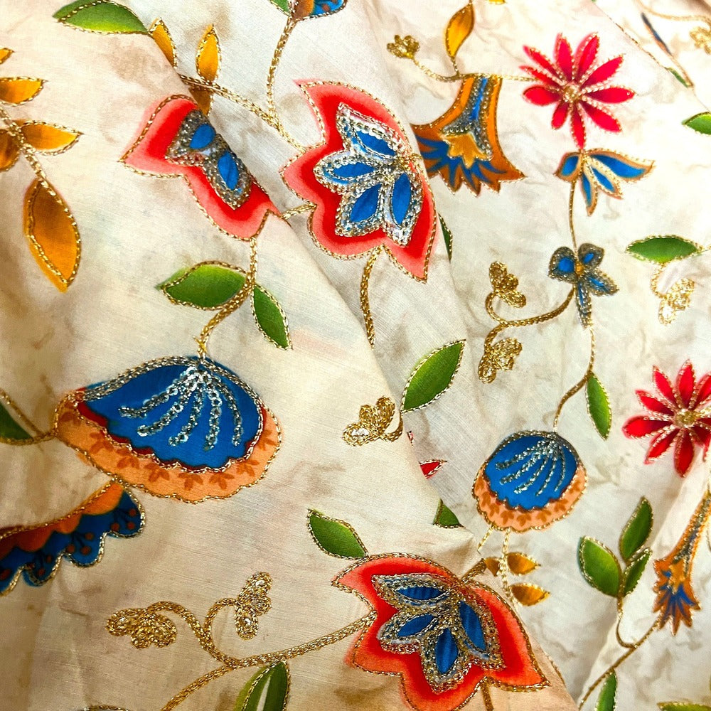 Muslin Silk Embroidered Fabric – My Fabric Villa