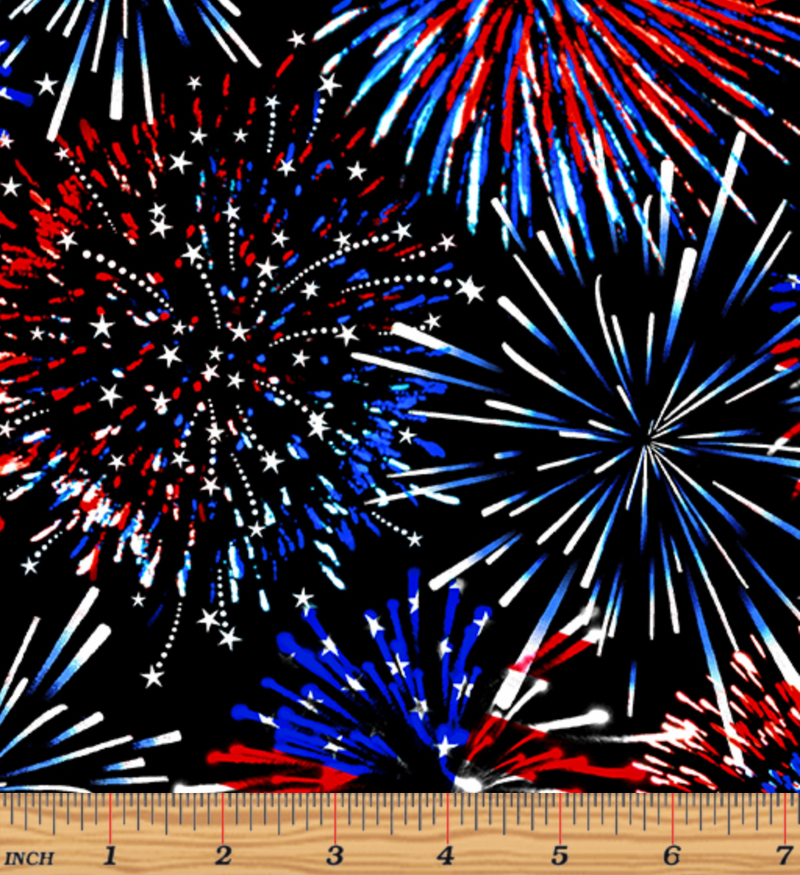 Firework Celebration on Black by Benartex – Royal Motif Fabrics